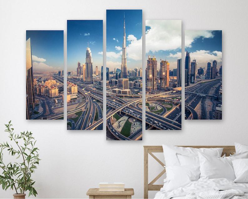 ᐉ Модульна картина KIL Art Панорамний Дубай на полотні з п'яти частин 137x85 см (M51_L_331 ...