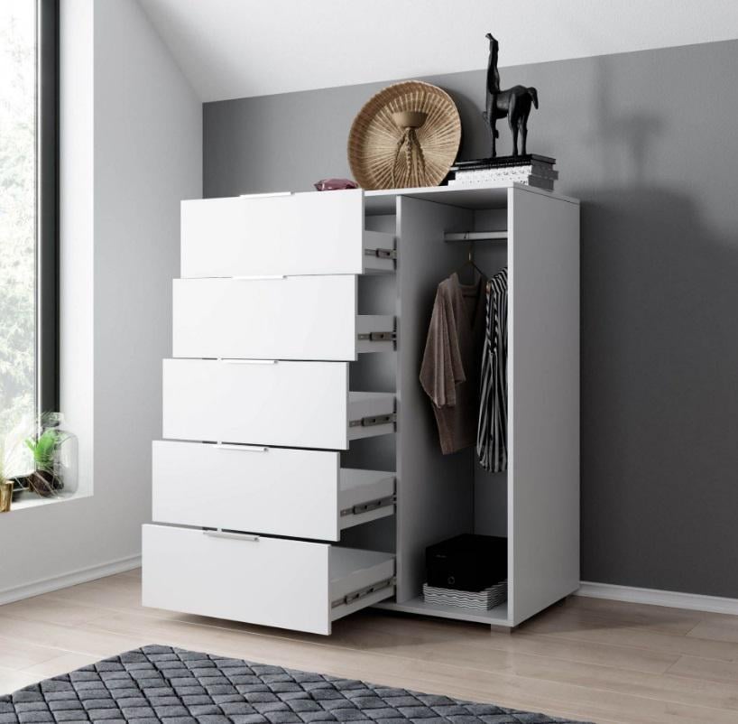 ᐉ Комод Miromark Люція з ЛДСП 5 висувних ящиків 1046x1271x560 мм Білий 45503 • Краща ціна в