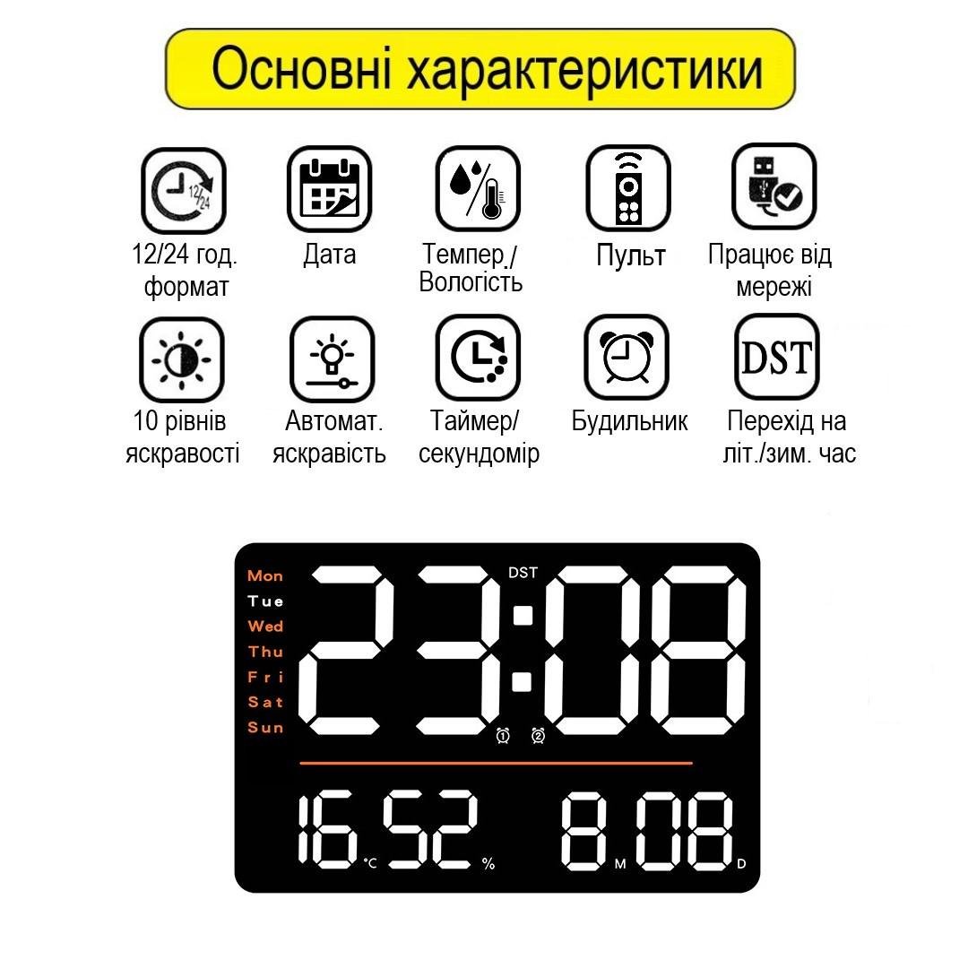 ᐉ Часы настенные цифровые Mids с термометром гигрометром и календарем/таймер/секундомер (NS-36 ...