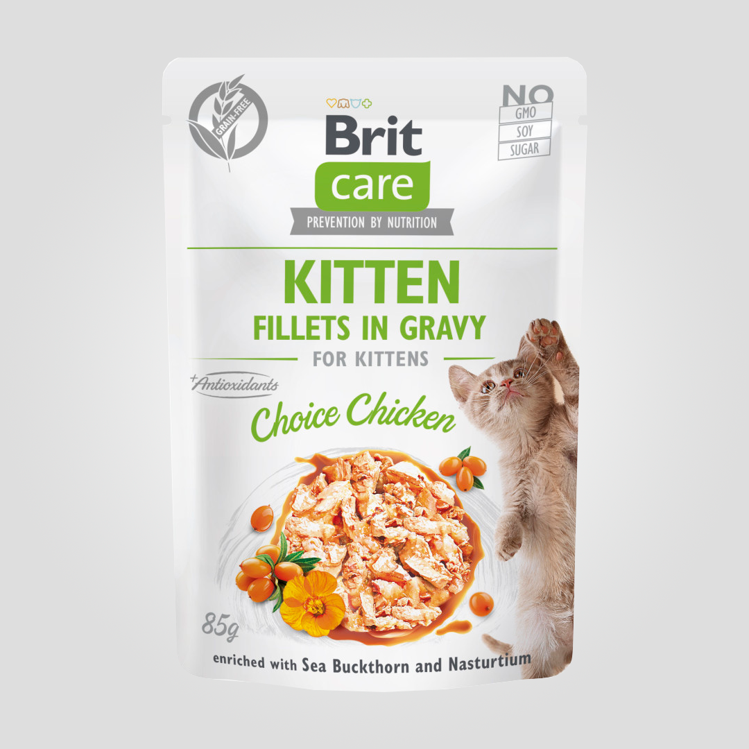 ᐉ Корм влажный для котят Brit Care Cat Fillets in Gravy Choice Chicken ...