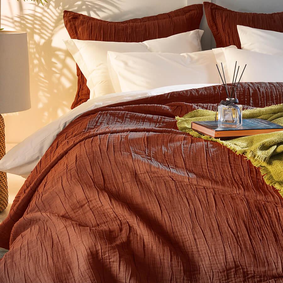 ᐉ Покрывало с наволочками Penelope-Alice kiremit 240х250 см Кирпичный ...