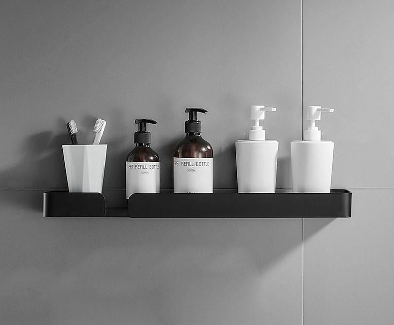 ᐉ Поличка для ванної з алюмінію Fdu Square 65 Чорна 65см • Краща ціна в Києві Україні