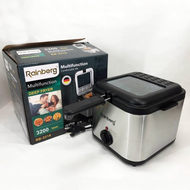 ᐉ Фритюрниця Rainberg RB-2219 терморегулятор 3200 Вт 2,5 л (14703830) • Краща ціна в Києві ...
