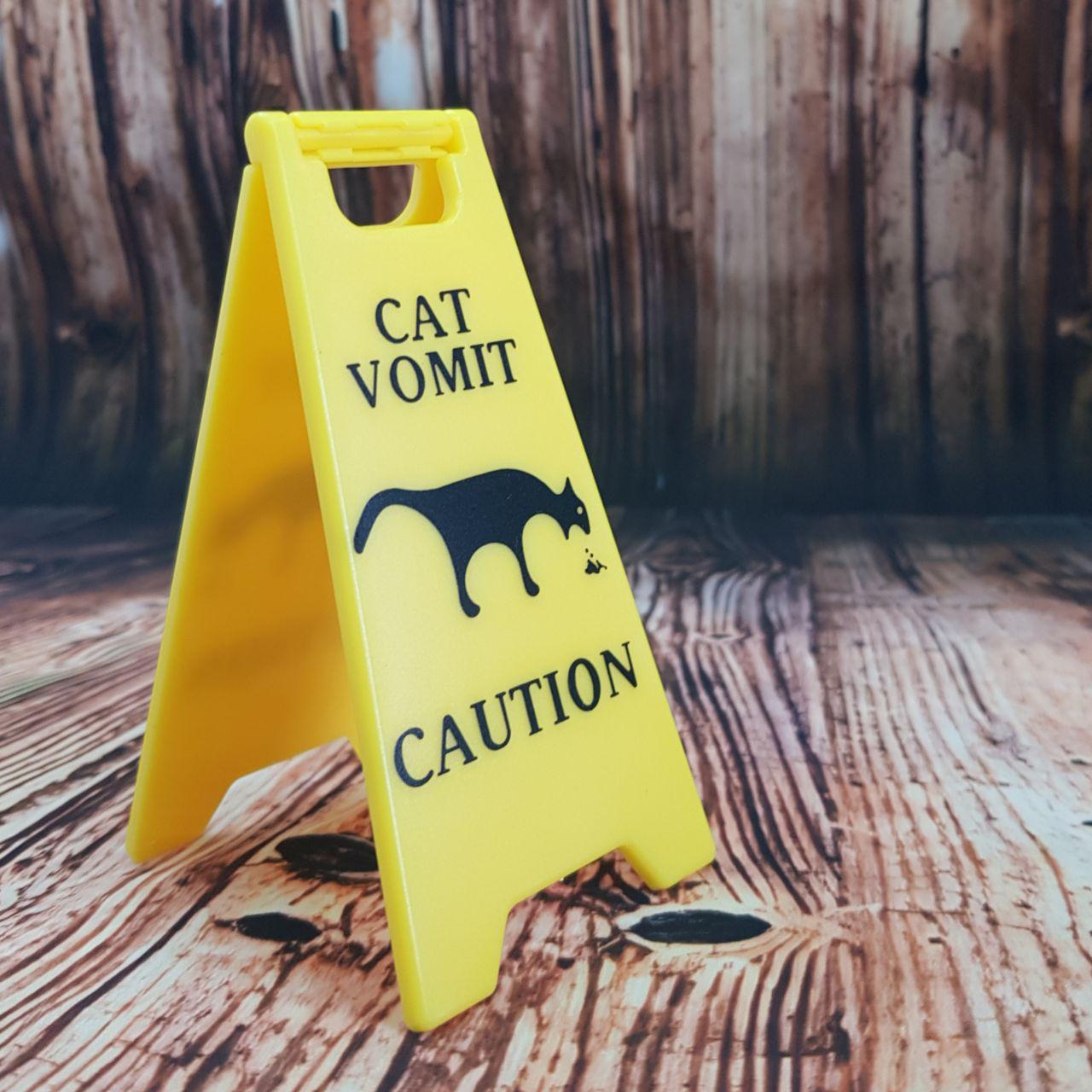ᐉ Табличка декоративна Cat Vomit Caution з котом 10 см Жовтий ...