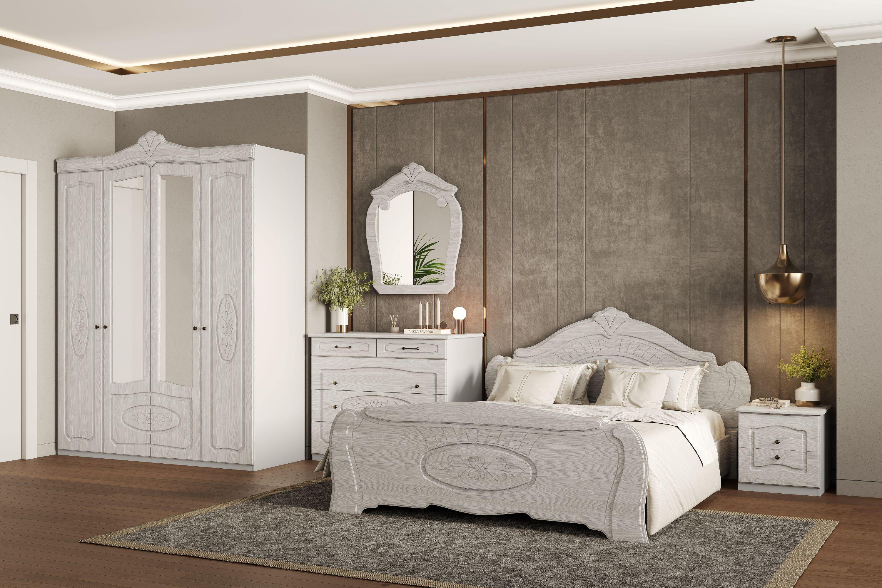 ᐉ Комплект мебели в спальню Світ Меблів Катрин из ДСП МДФ Нимфея альба Дуб айс • Купить в Киеве