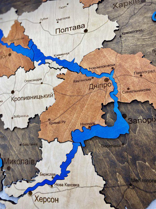 ᐉ Мапа деревяна України Брауні з річками 100х65 см • Краща ціна в