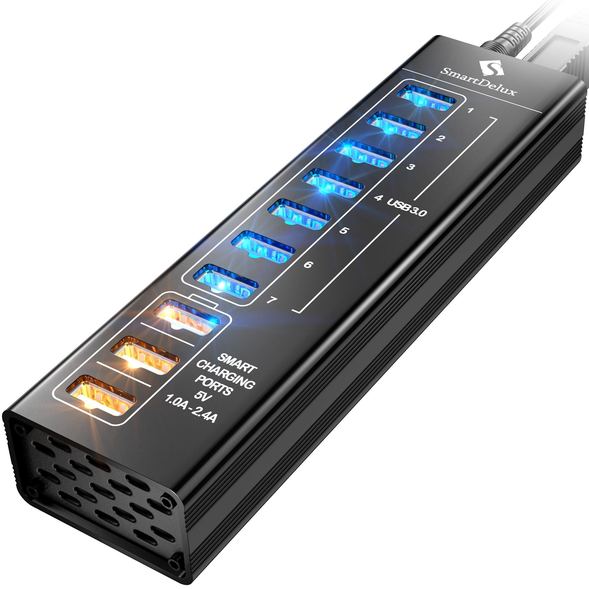 ᐉ Хаб USB HUB 3,0 Smartdelux 10-портовый алюминиевый (SDU3-P7C3)