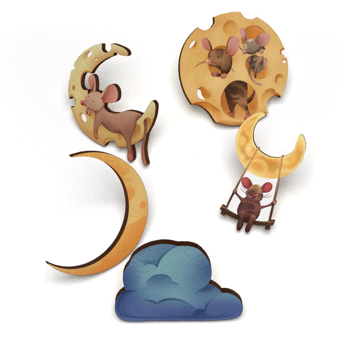 ᐉ Набір значків Lex Altern Мишка з сиром з дерева 5 шт • Краща ціна в Києві Україні • Купити в