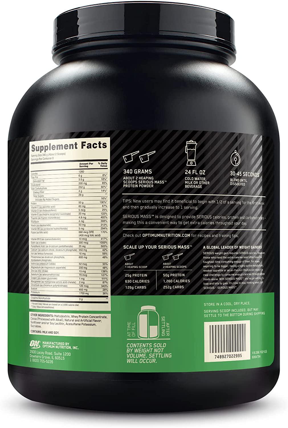 ᐉ Гейнер Optimum Nutrition Serious Mass Chocolate 2727 g • Краща ціна в ...