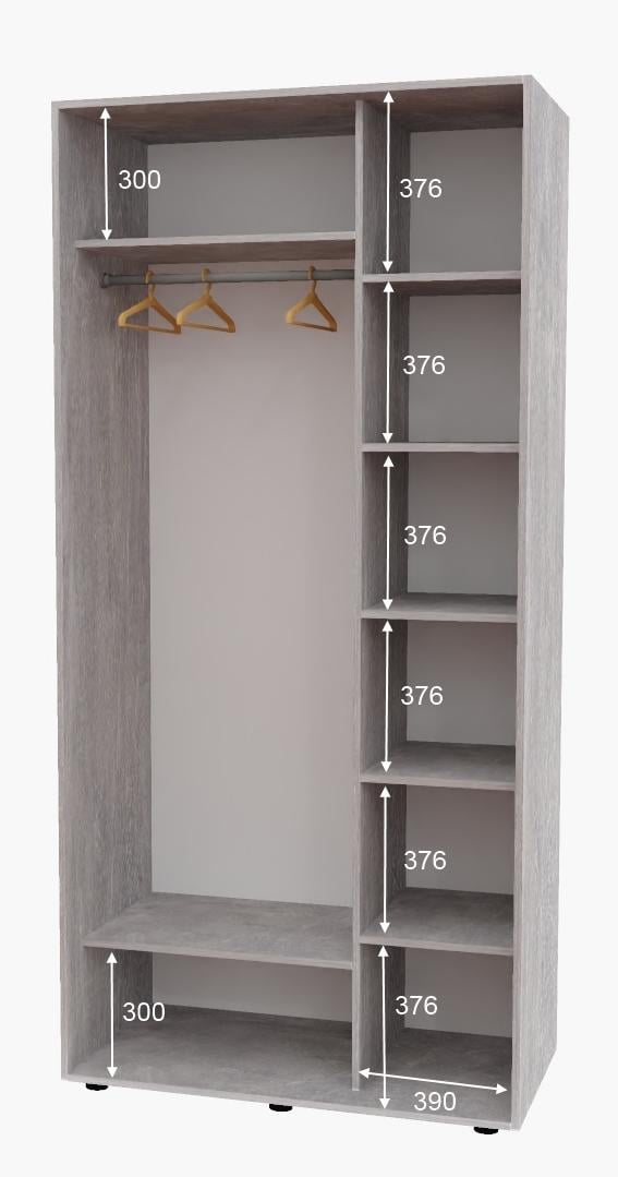 ᐉ Шкаф-купе двухдверный Алекса Зеркало 120х60х250 см Бетон • Купить в ...