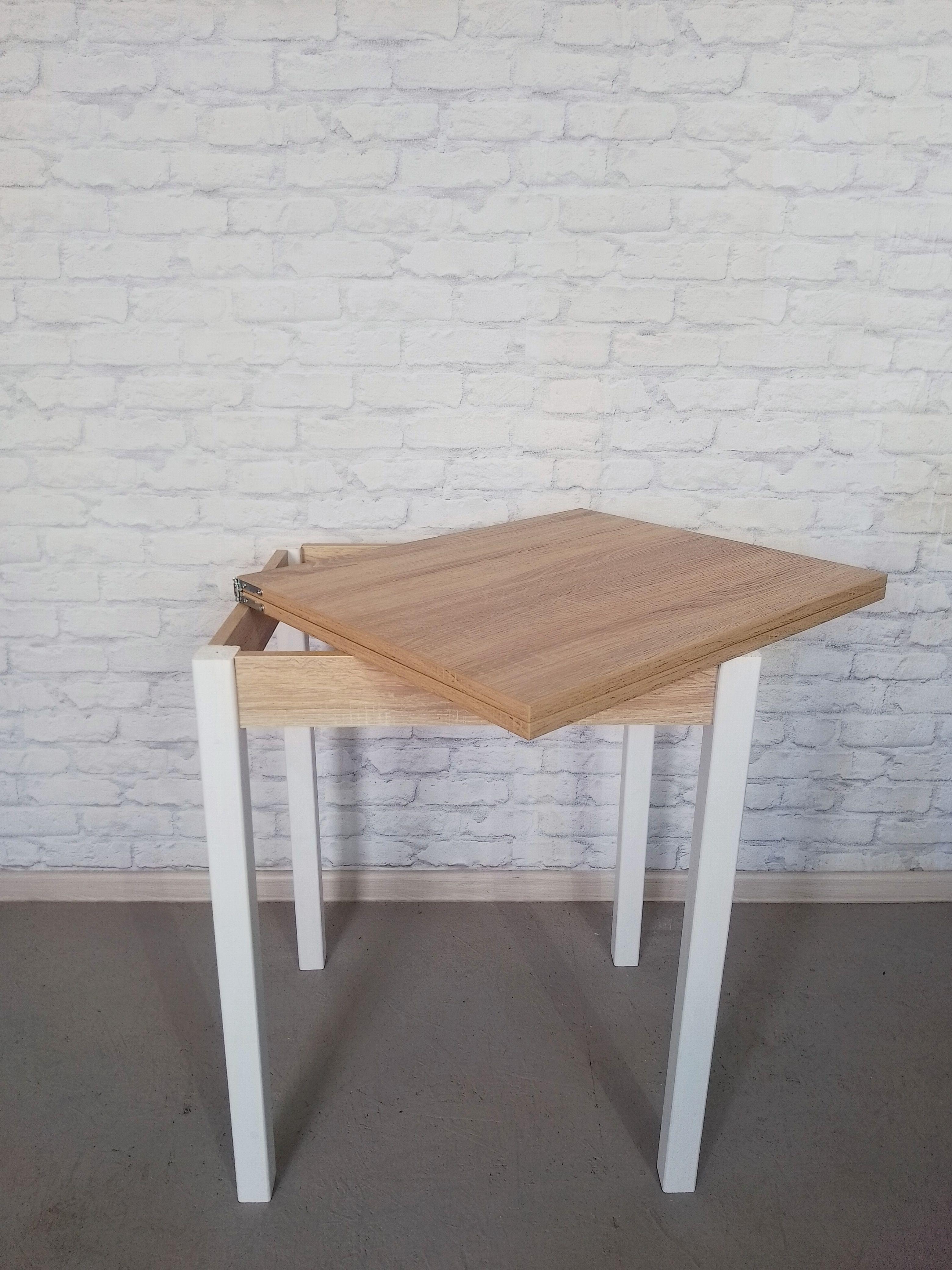 ᐉ Обеденный стол Smart раскладной ножки деревянные 60х50х75 см Дуб сонома Белый 0004 • Купить