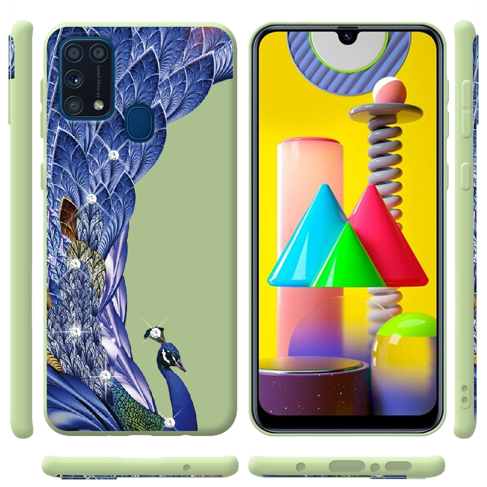 ᐉ Чехол Boxface Samsung M315 Galaxy M31 Павлин со стразами Зеленый ...