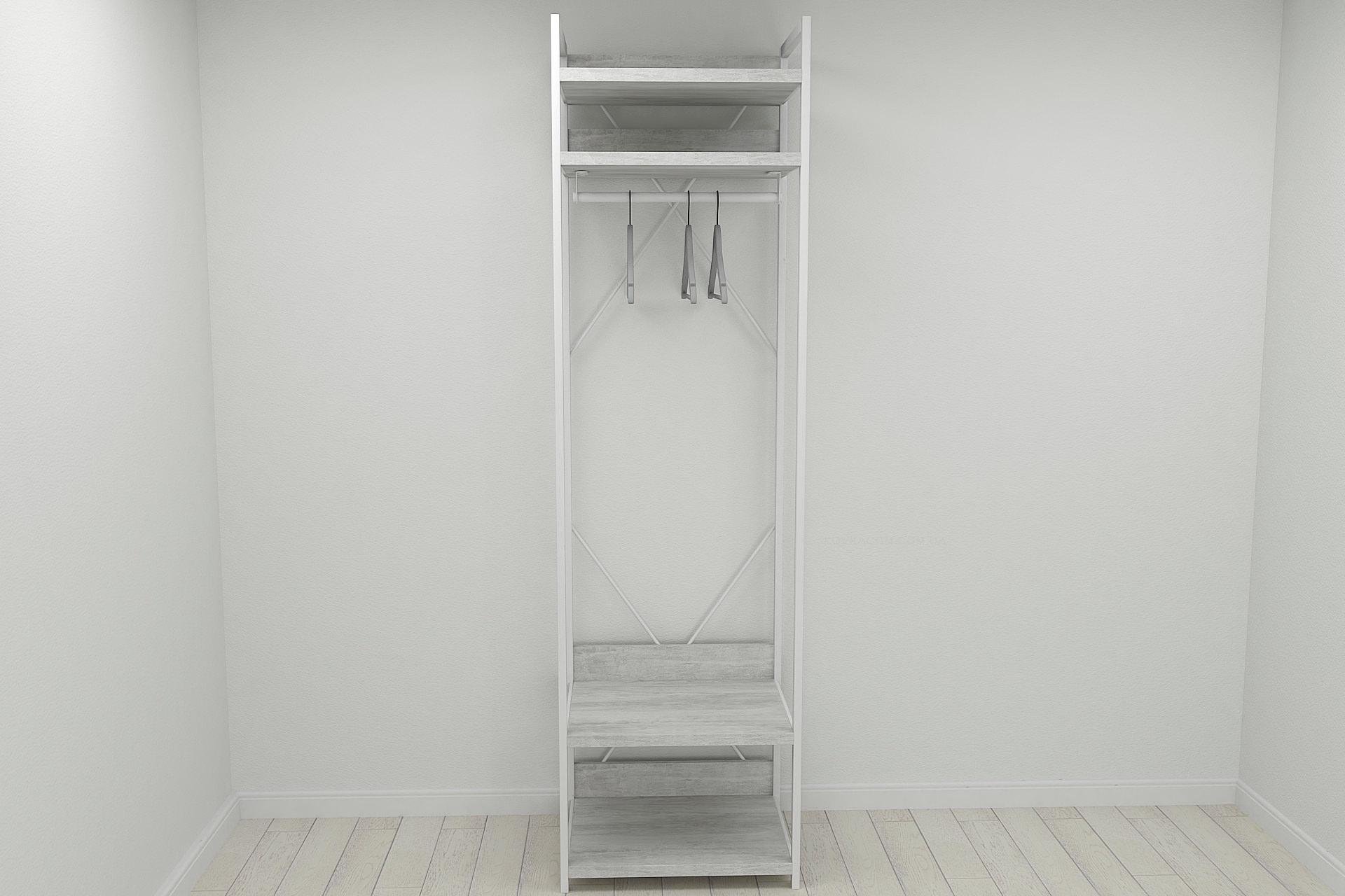 ᐉ Шафа гардероб уні секція 2 серії Конект Ferrum Decor 220x60x50 см метал Білий ДСП Урбан Лайт