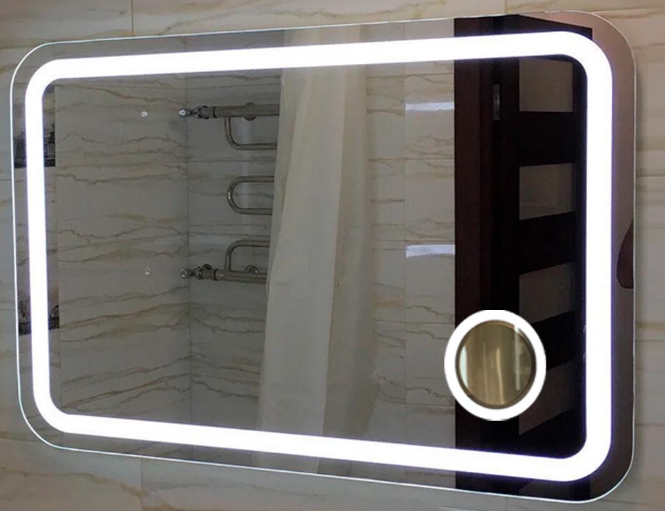ᐉ Дзеркало для ванної кімнати з підсвіткою Led Mirror Софія з лінзою 80х80 см • Краща ціна в