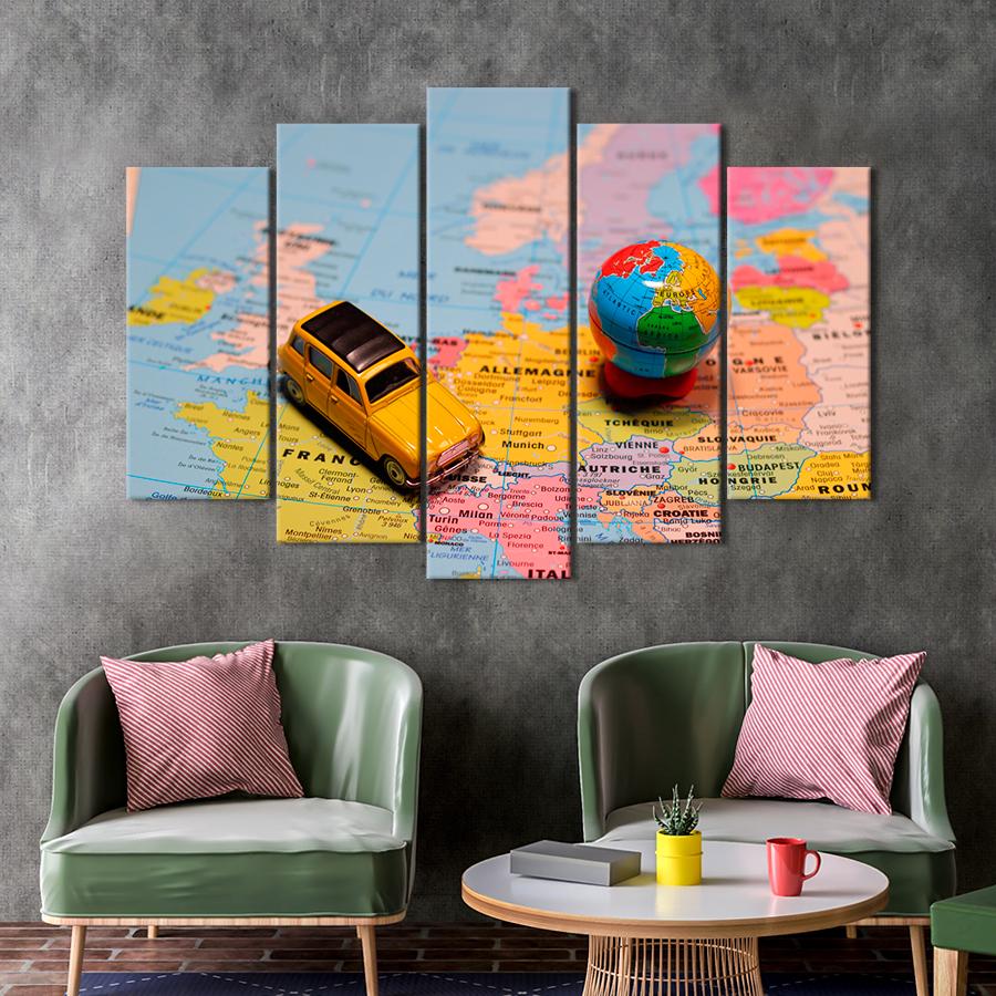 ᐉ Картина карта Карта мира для путешественника на авто 137x85 см (A1345-5)