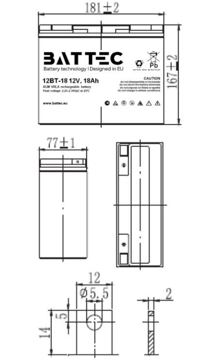 ᐉ Акумуляторна батарея BATTEC 12В 18Аг (BT18) • Краща ціна в Києві, Україні • Купити в Епіцентр