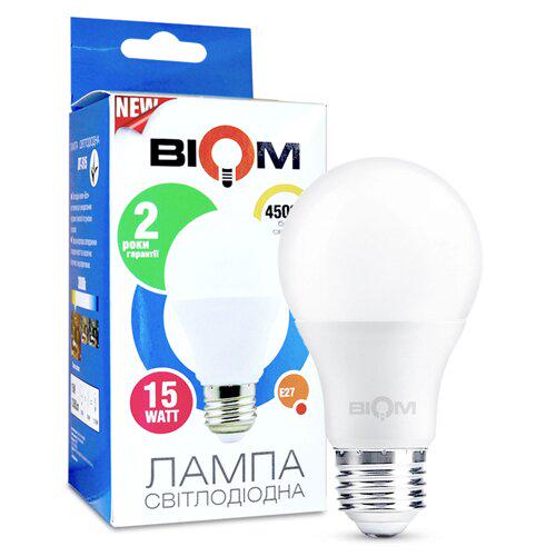 ᐉ Светодиодная лампа Biom BT-516 A60 15W E27 4500К матовая