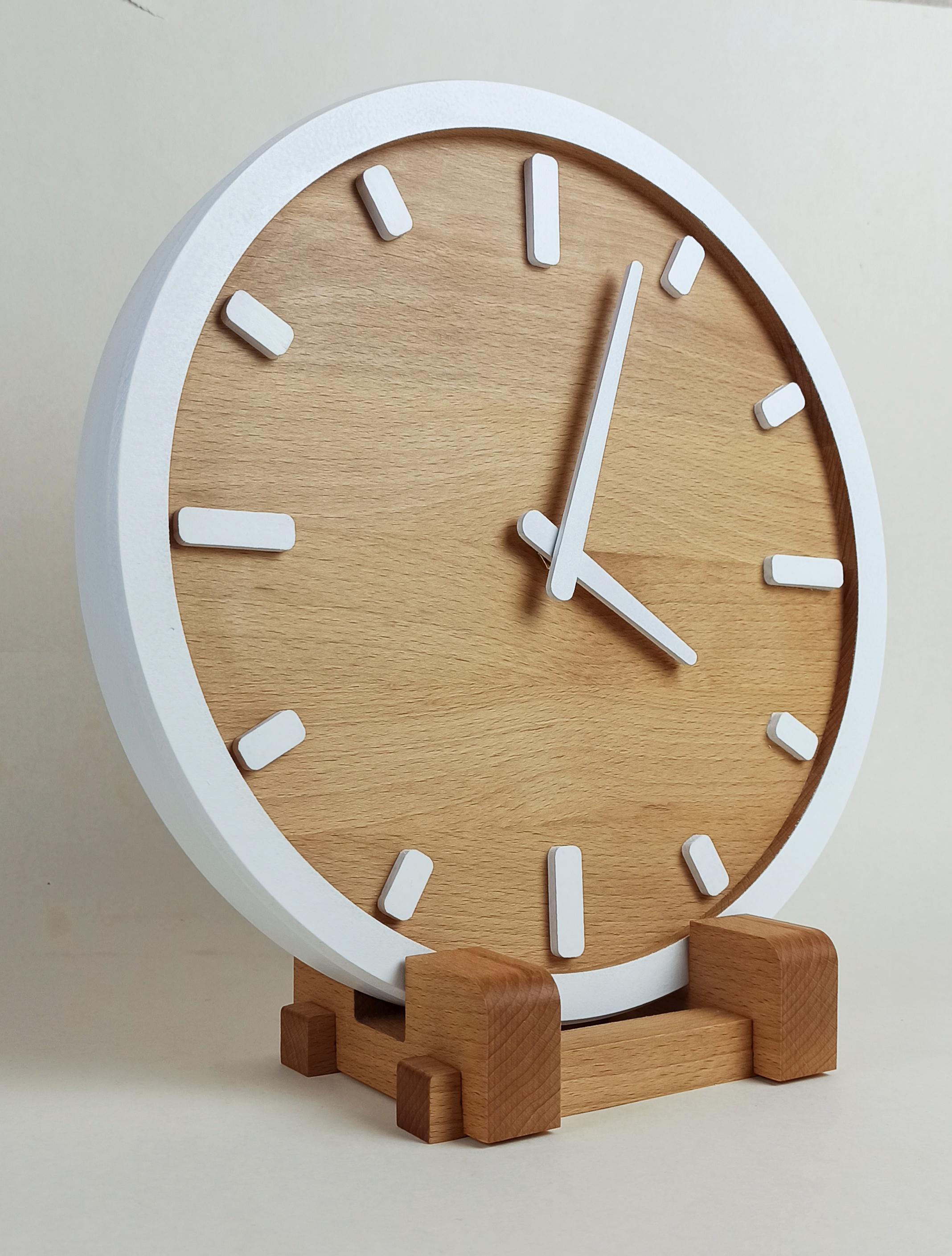 ᐉ Годинник настінний з натурального дерева Wooden круглий з підставкою 31 см 01009 • Краща