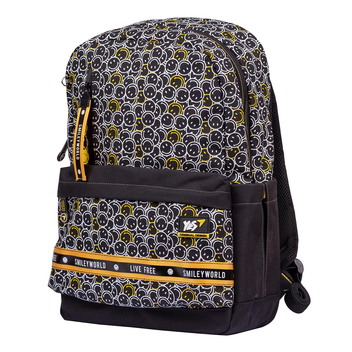ᐉ Рюкзак YES TS-56 Smiley World Black&Yellow с пеналом Черный (554561 ...