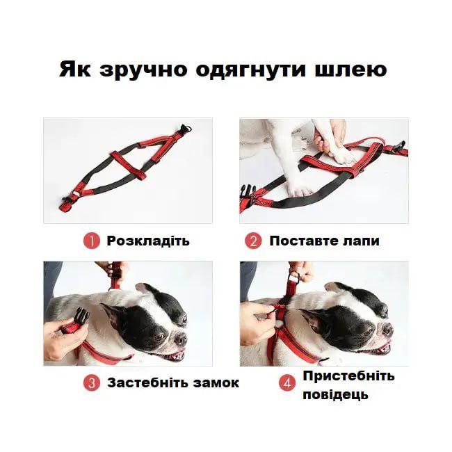ᐉ Шлейка з повідцем для маленьких собак та котів KALYU S Червоний ...