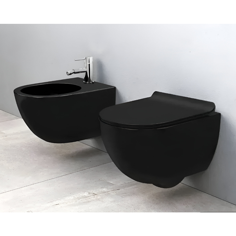 ᐉ Биде подвесное Rea Carlo Mini округлое 495x370 мм Черный матовый (RM ...