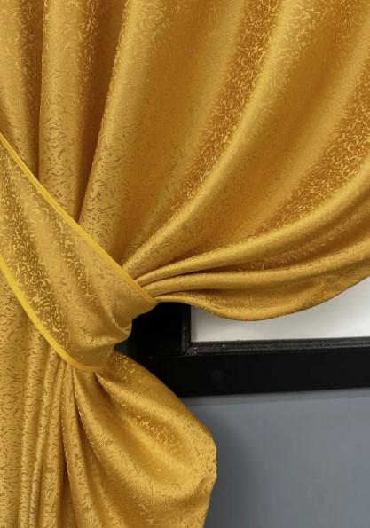 ᐉ Штори на кухню жакард 1х1 7 м 2 шт Золотистий 354ш 35 0402 • Краща ціна в Києві Україні