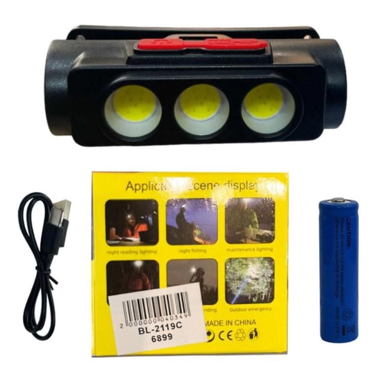 ᐉ Ліхтар налобний BL-2119C Type-C 18650 COB акумуляторний з червоним і ...