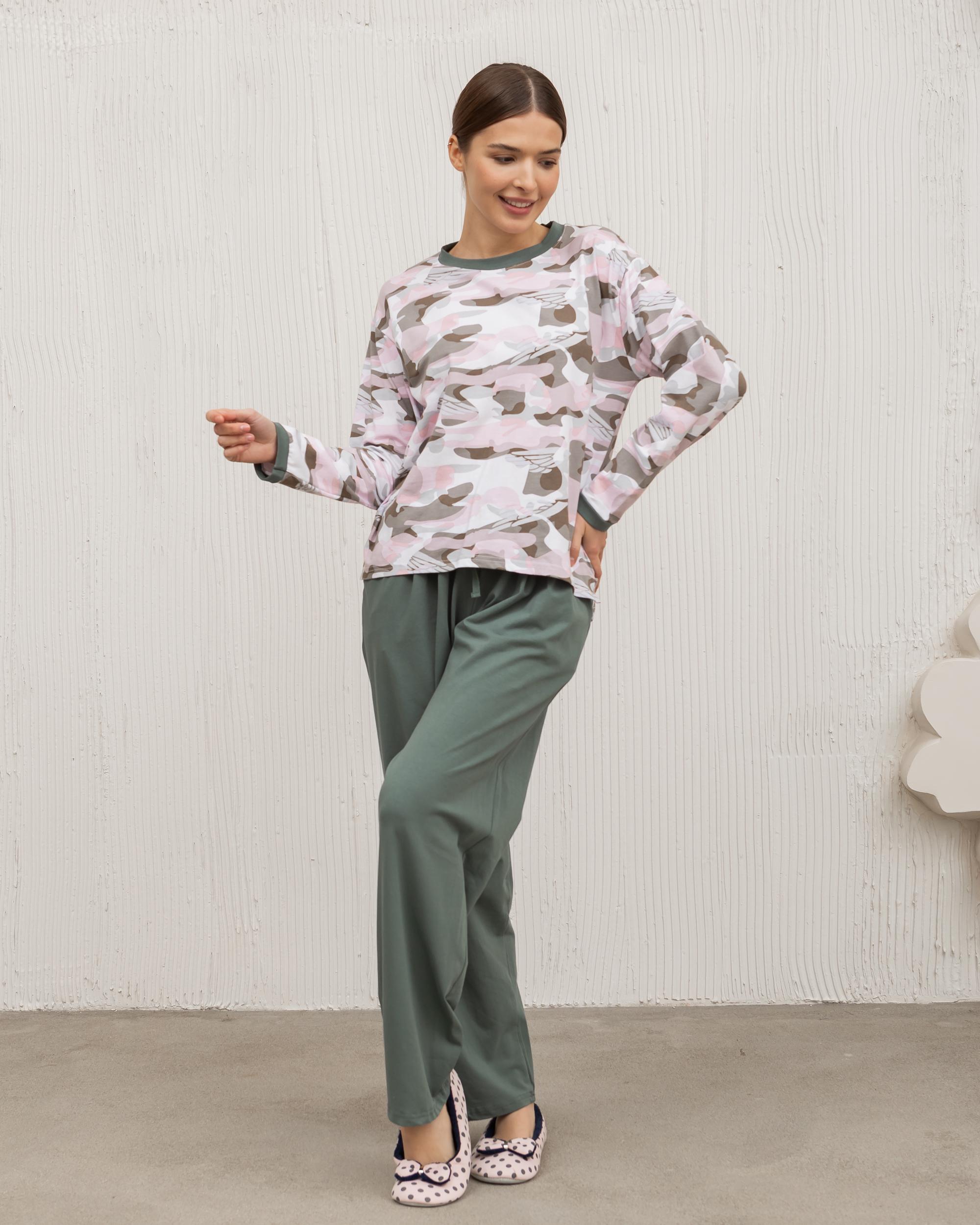 ᐉ Комплект женский с широкими штанами 96818 L Хаки • Купить в Киеве ...