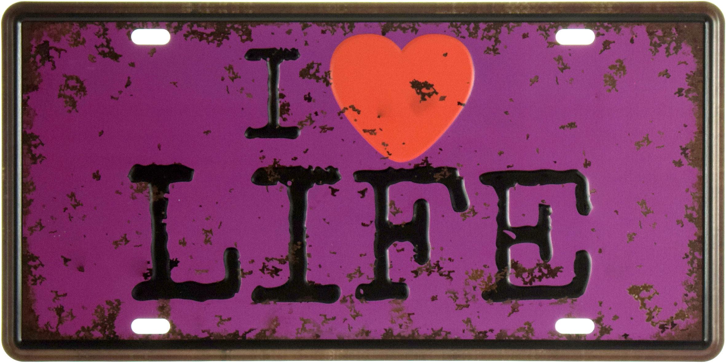 ᐉ Табличка металлическая Я Люблю Жизнь/I Love Life 15x30 см