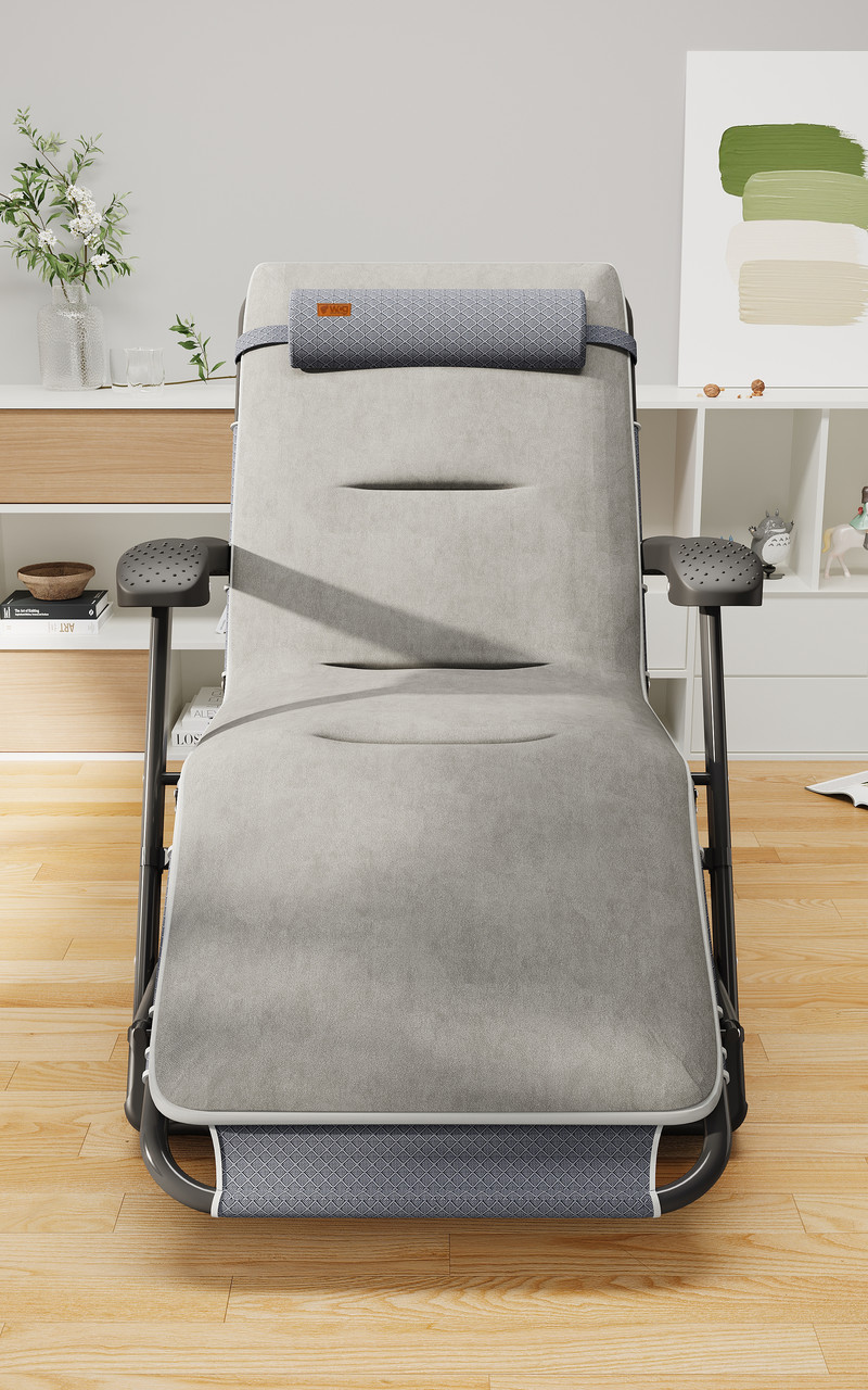 ᐉ Шезлонг раскладной WCG FCB-S03PС садовый с подушкой и матрасом Черно-серый (FCB-S03PС1 ...