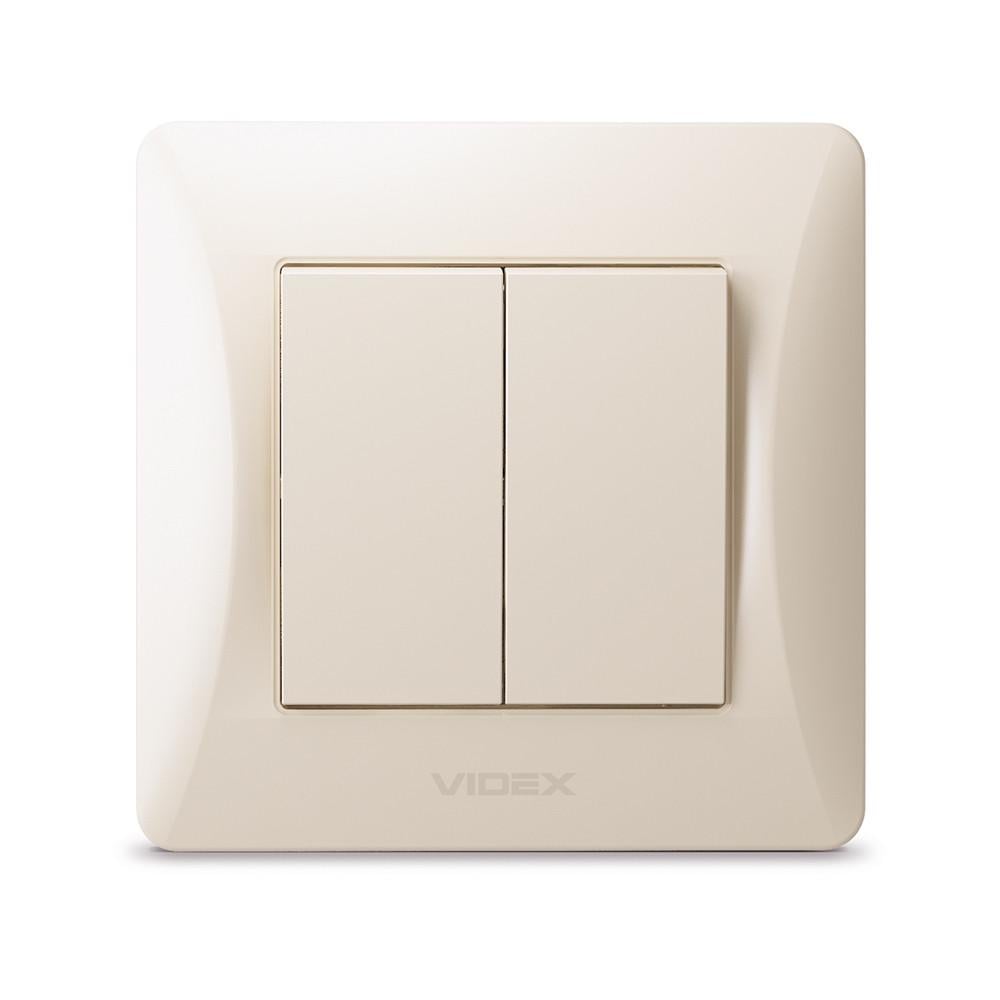 ᐉ Выключатель двухклавишный Videx Binera Кремовый • Купить в Киеве, Украине • Лучшая цена в Эпицентр