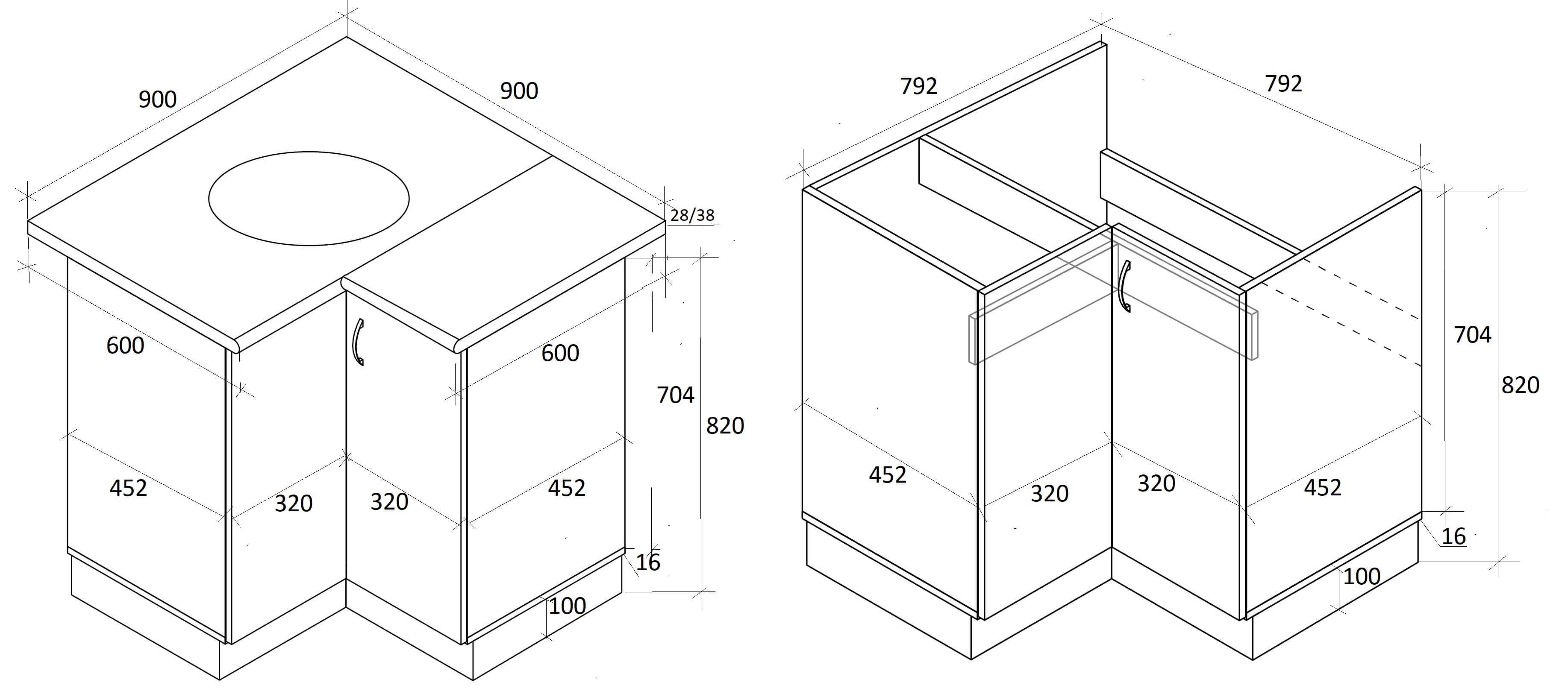 ᐉ Тумба кутова кухонна МАКСІ Меблі №2 з врізною мийкою зі стільницею Дуб трюфель 5102061