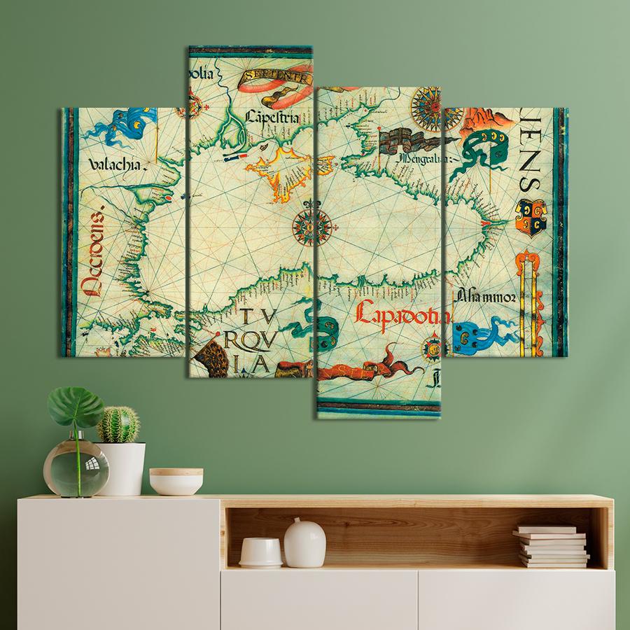 ᐉ Картина карта Старовинна карта з Чорним морем 129x90 см A1329 4 • Краща ціна в Києві